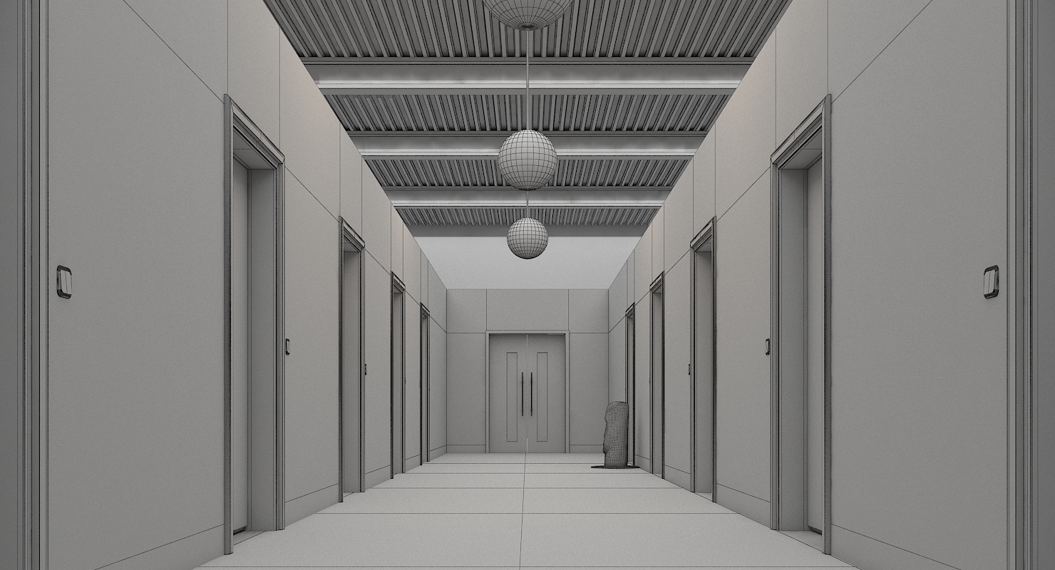 3D realistic office hallway model - TurboSquid 1368531