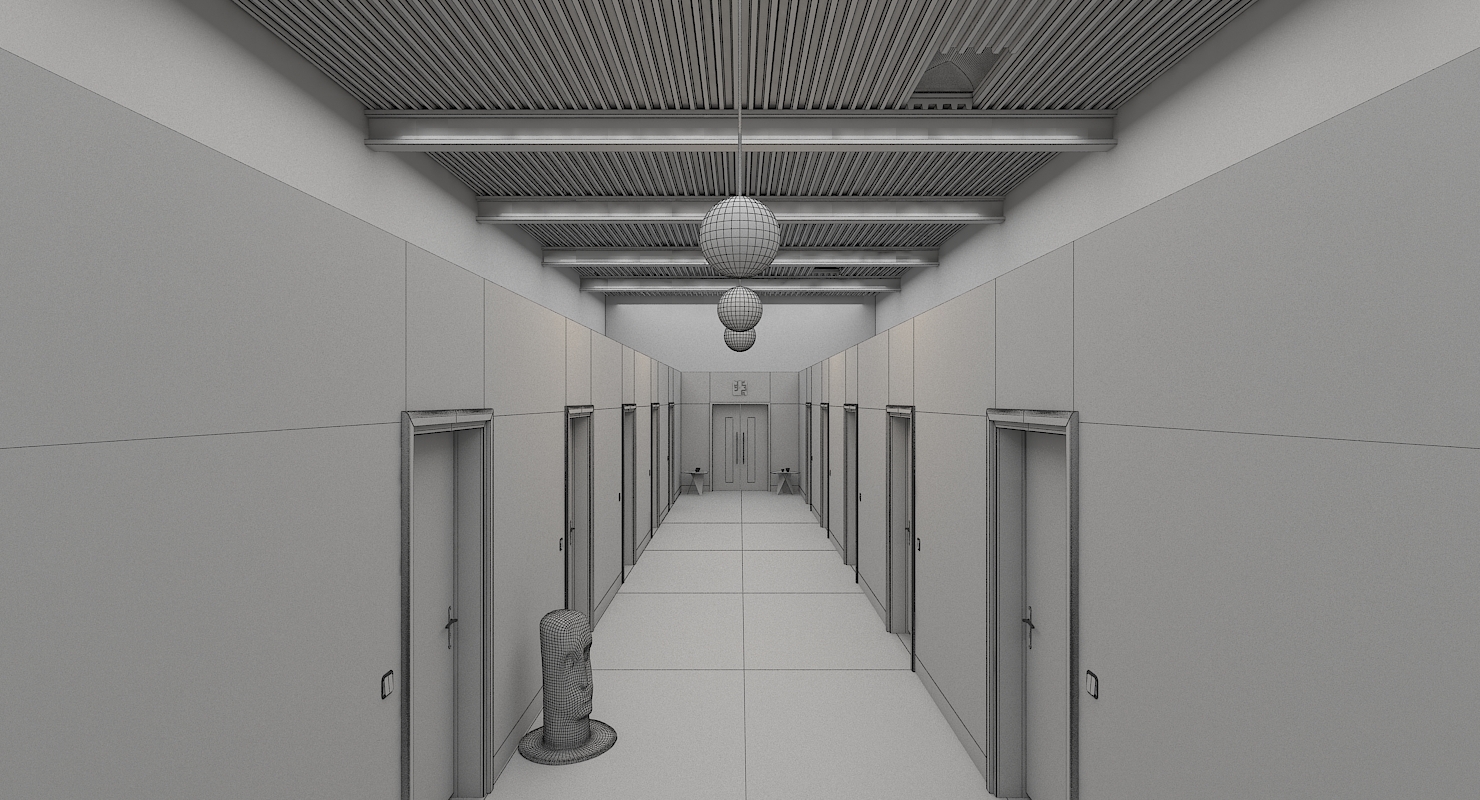 3D realistic office hallway model - TurboSquid 1368531