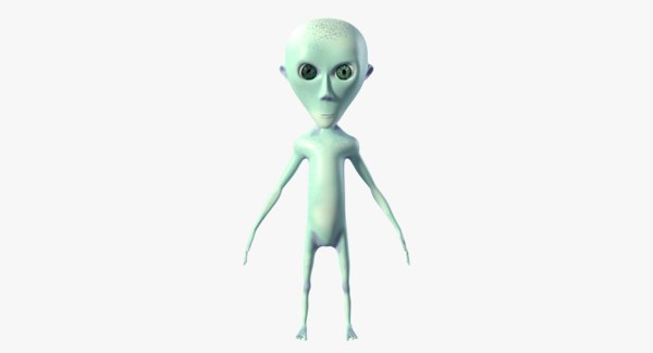 grey alien cartoons 3d obj