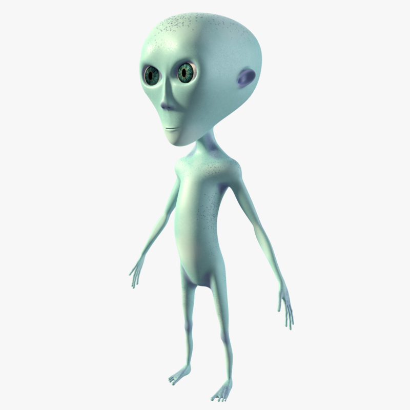 grey alien cartoons 3d obj