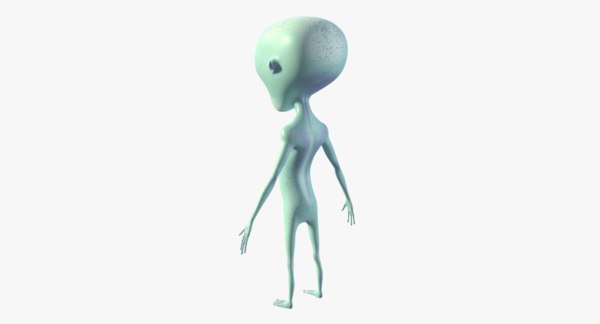 grey alien cartoons 3d obj