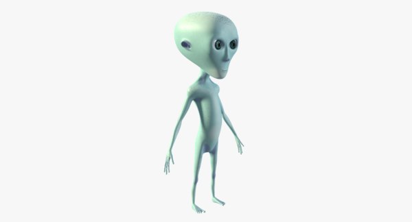 grey alien cartoons 3d obj