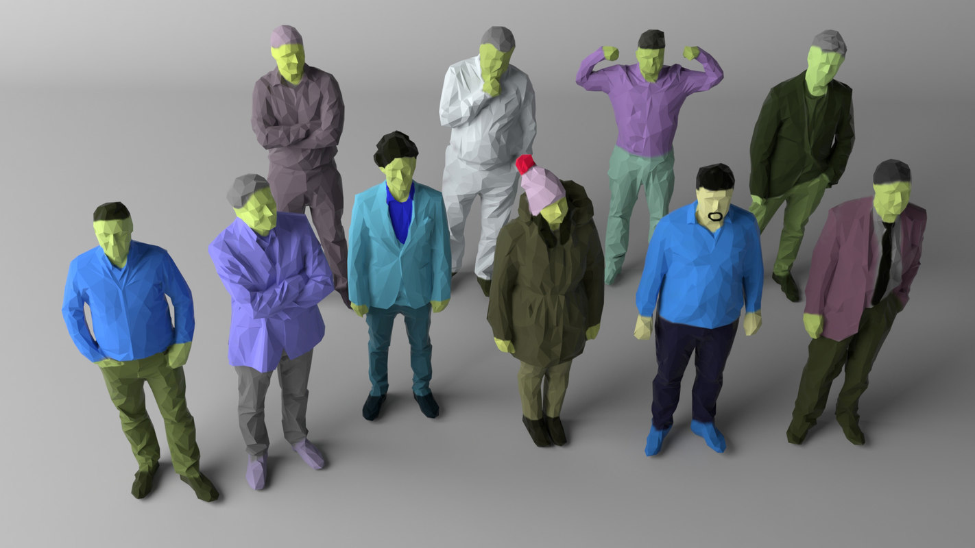 3D colored 10 people crowds model - TurboSquid 1369711