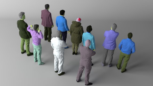 3D colored 10 people crowds model - TurboSquid 1369711