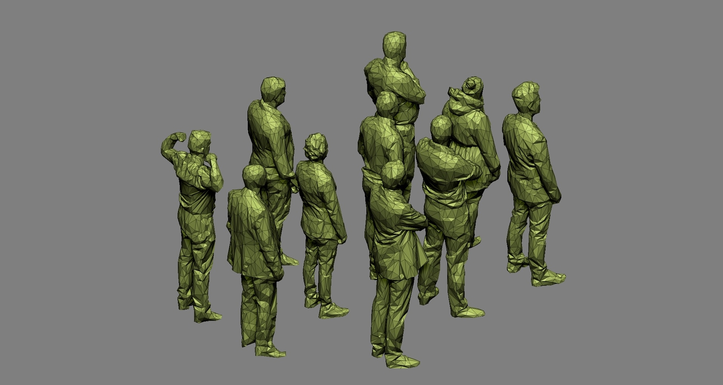 3D colored 10 people crowds model - TurboSquid 1369711