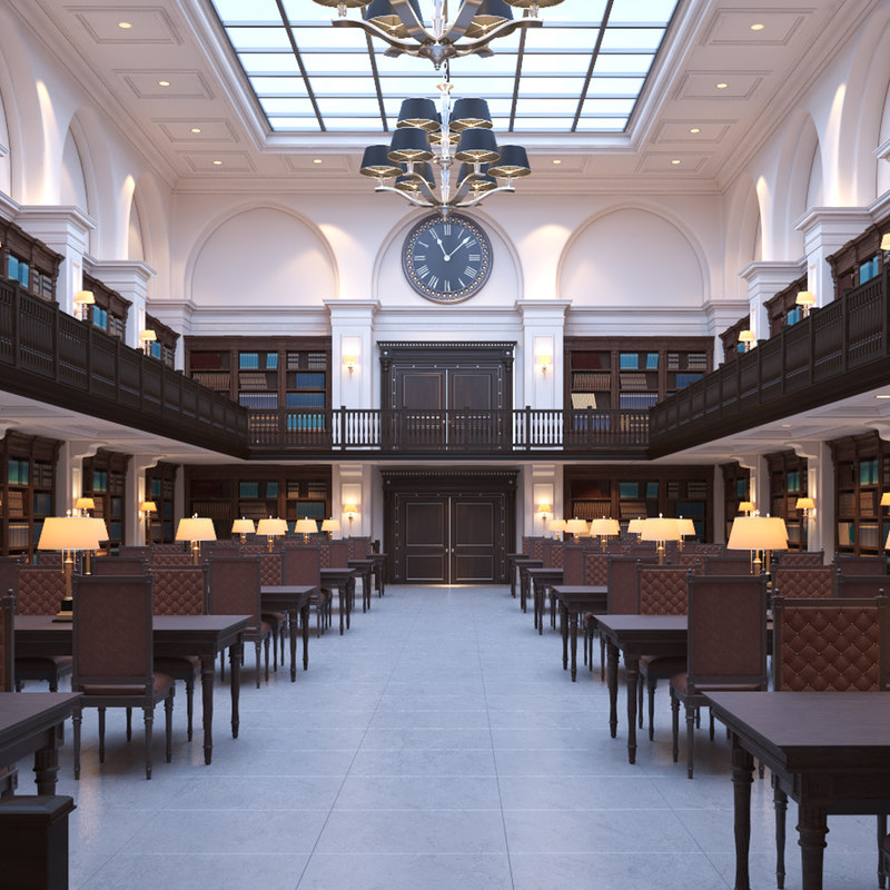 Real library interior rendering model - TurboSquid 1371157