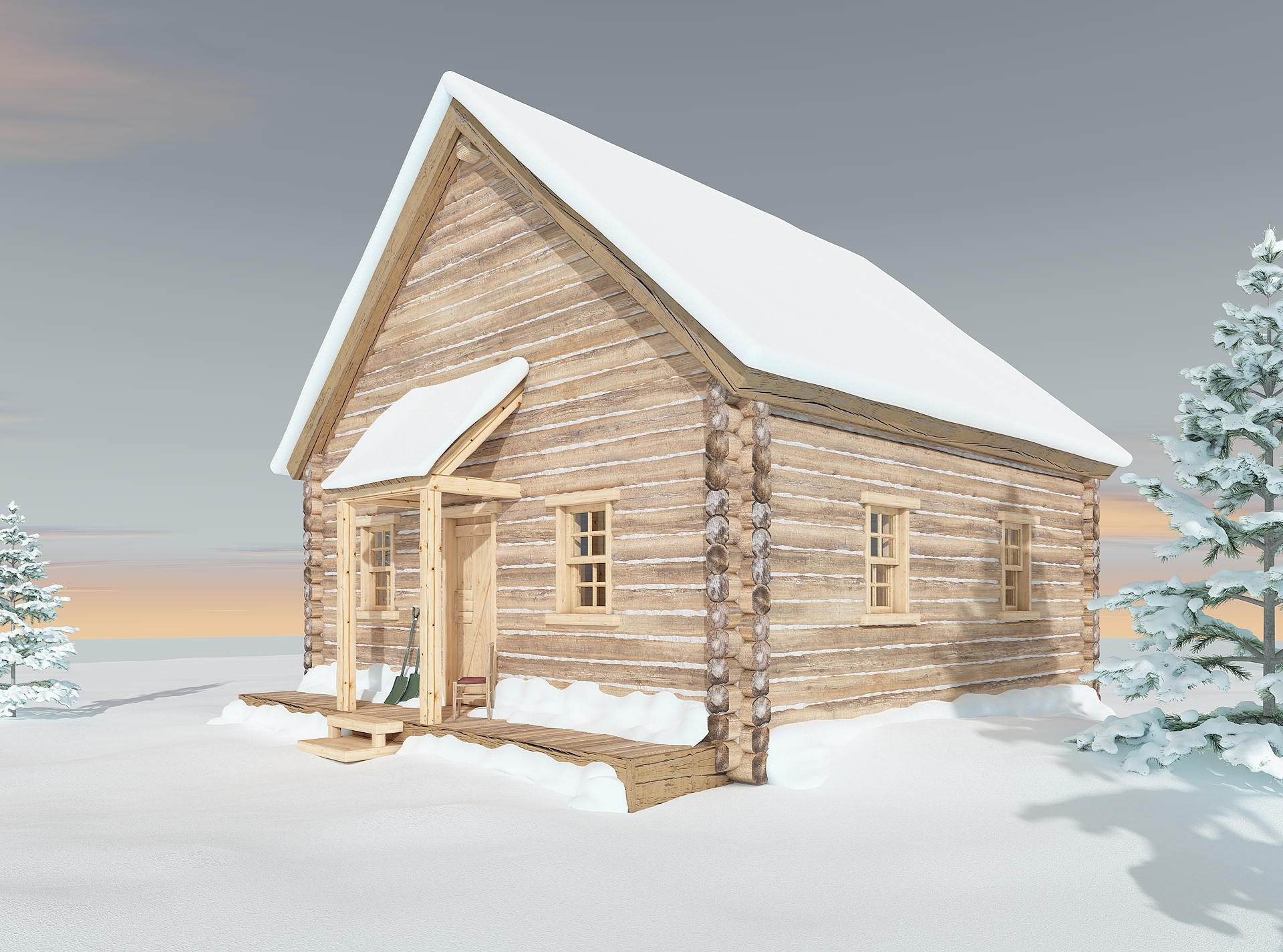 3D model wood cabin exterior - TurboSquid 1370416