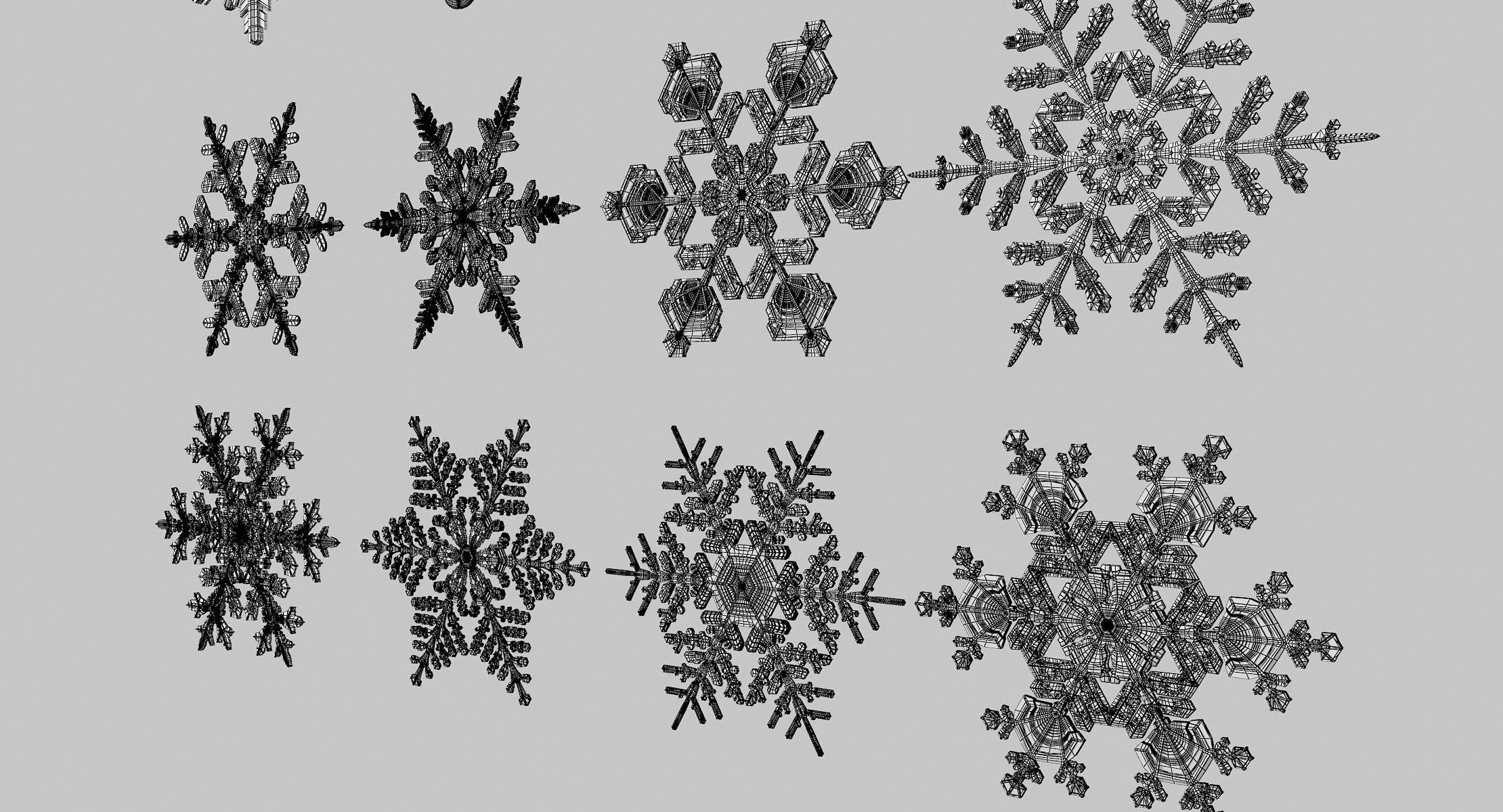 Realistic snowflakes set 3D - TurboSquid 1370280