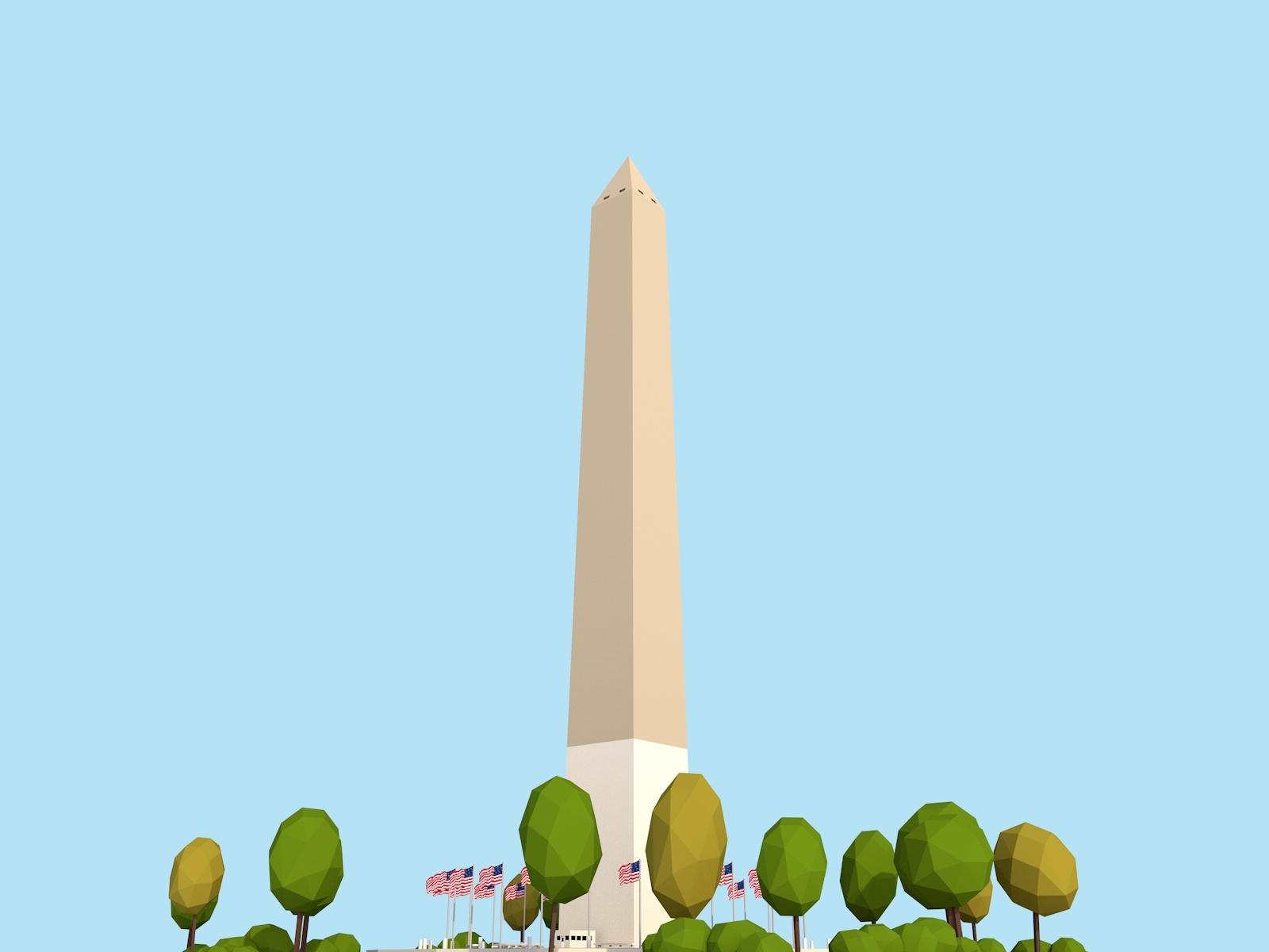 3D cartoon usa washington monument model - TurboSquid 1372234