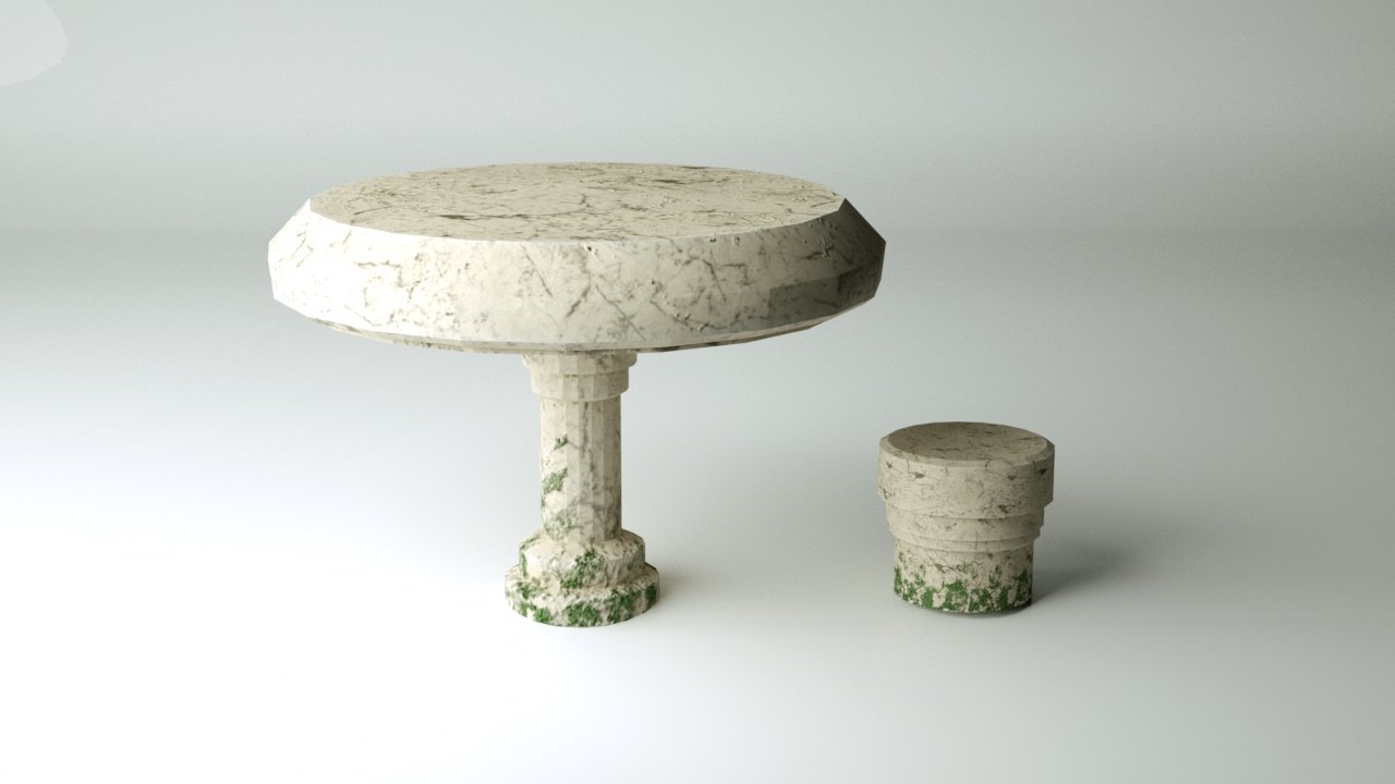 Ancient stone table chair 3D - TurboSquid 1373055