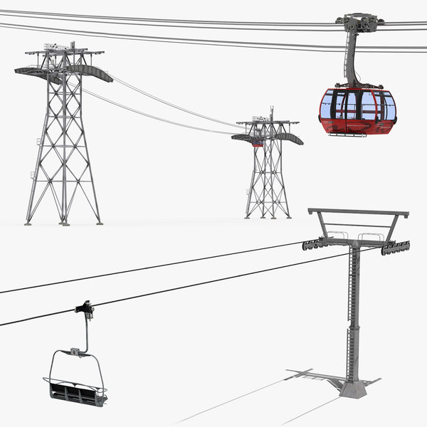3d model of cartoon aerial tramway