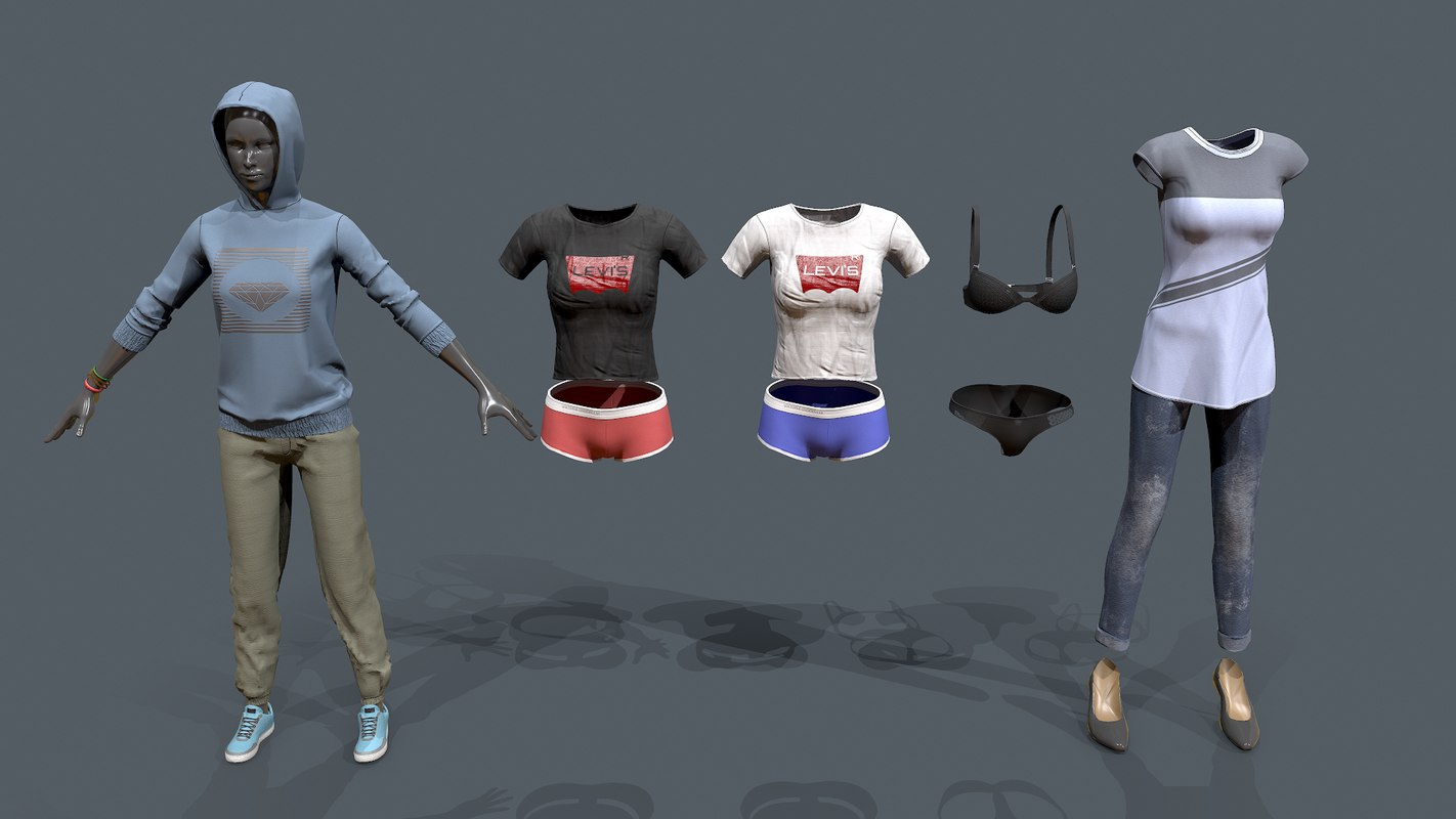 3D casual female clothes pack model - TurboSquid 1374226