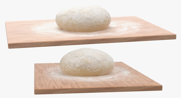 Fresh raw dough wooden board 3D model - TurboSquid 1375398