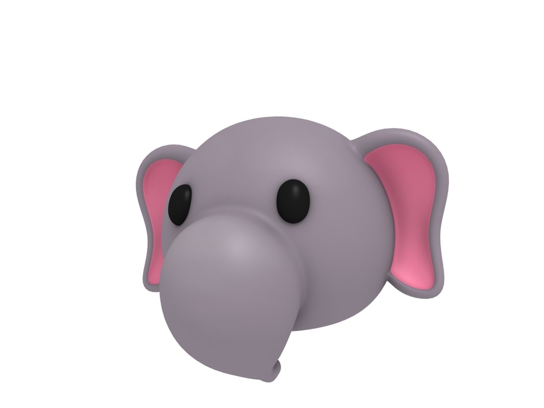 3D elephant head cartoon - TurboSquid 1376456