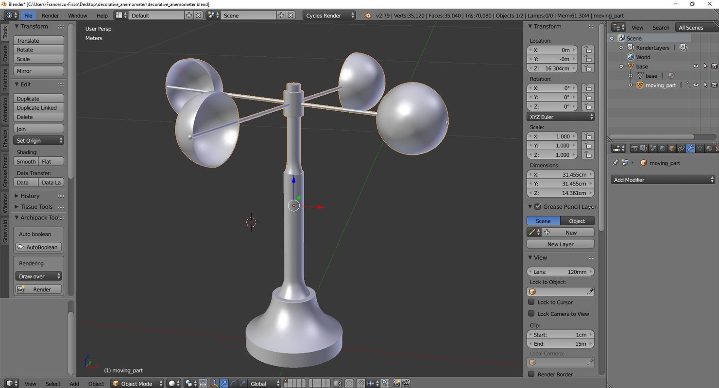Decorative anemometer 3D model - TurboSquid 1377135