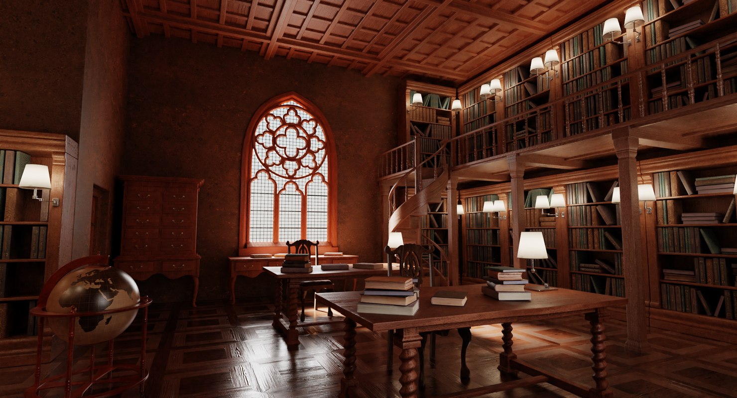 3D old library model - TurboSquid 1377890