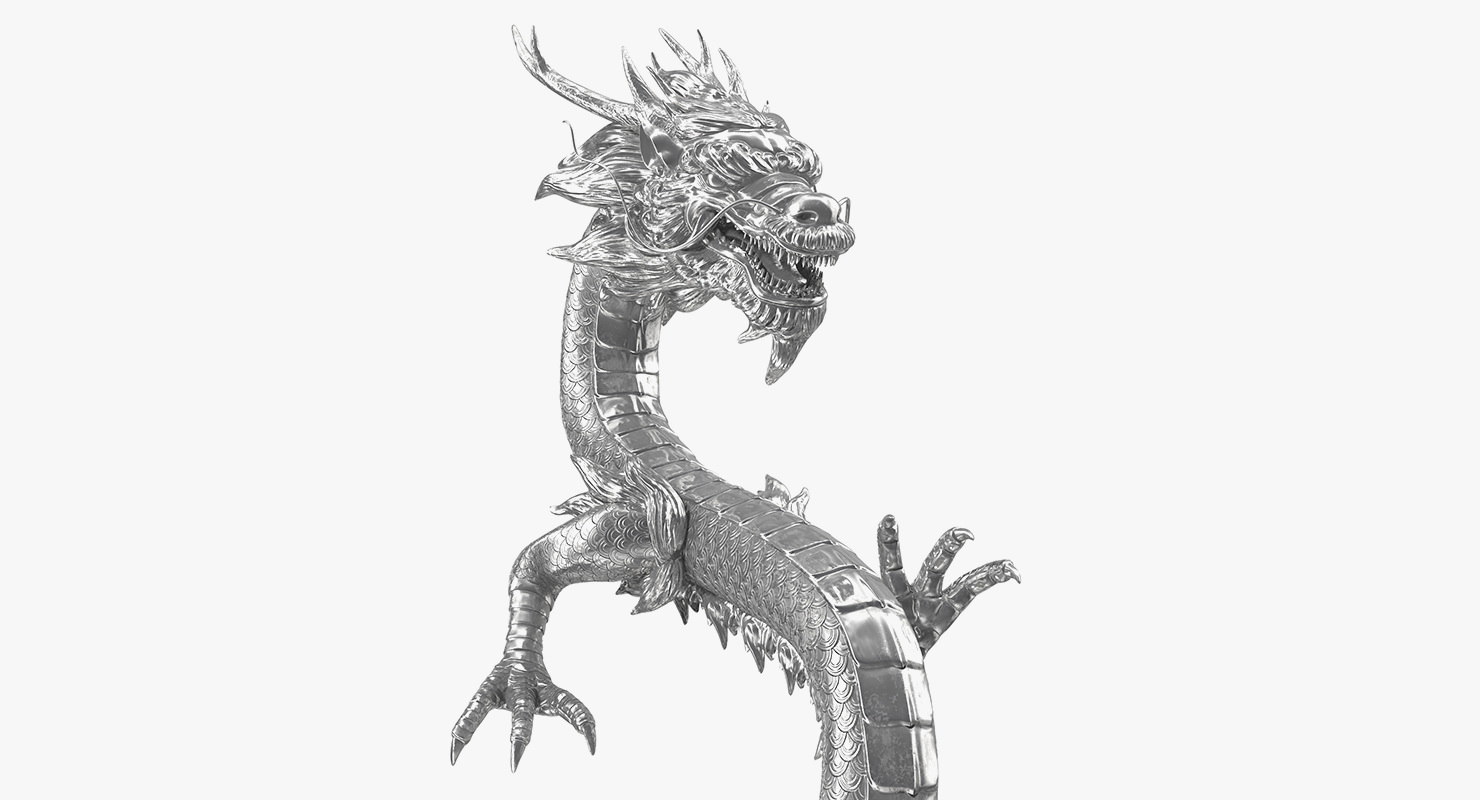 Chinese dragon silver model - TurboSquid 1377922