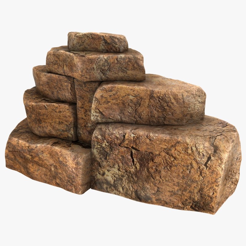 Realistic blocky rock color 3D model - TurboSquid 1378594