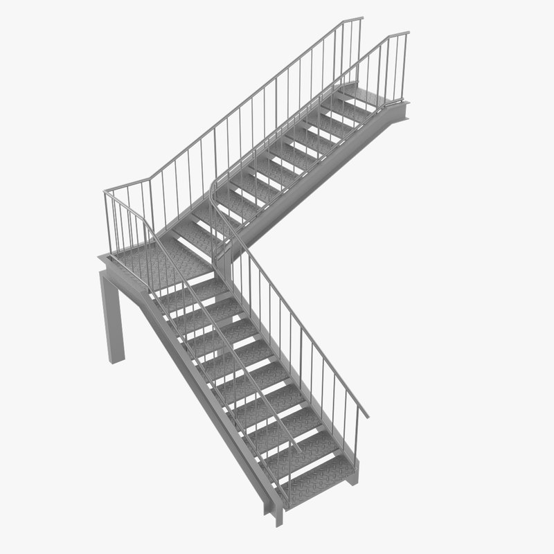 3D industrial staircase stair model - TurboSquid 1379029