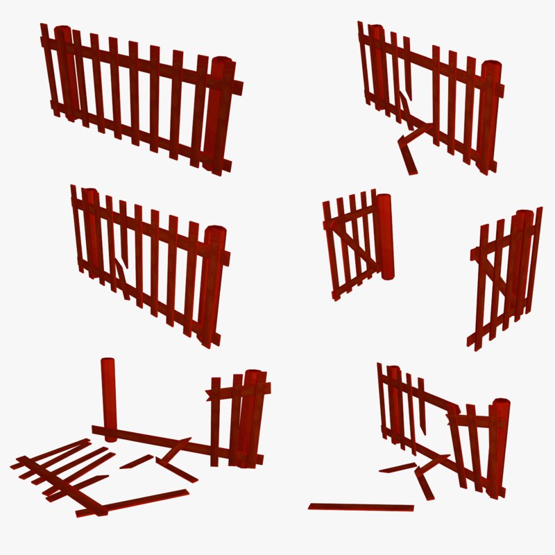 3D cartoon farm fence - TurboSquid 1379031