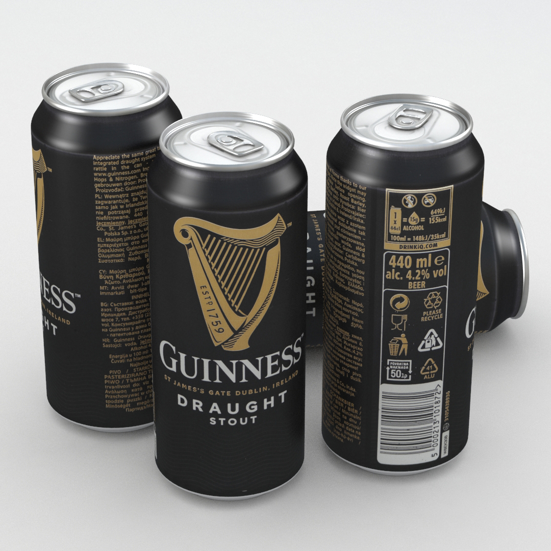 modelo 3d Cerveza Lata Guinness Draft Stout 440ml 2019 - TurboSquid 1379817