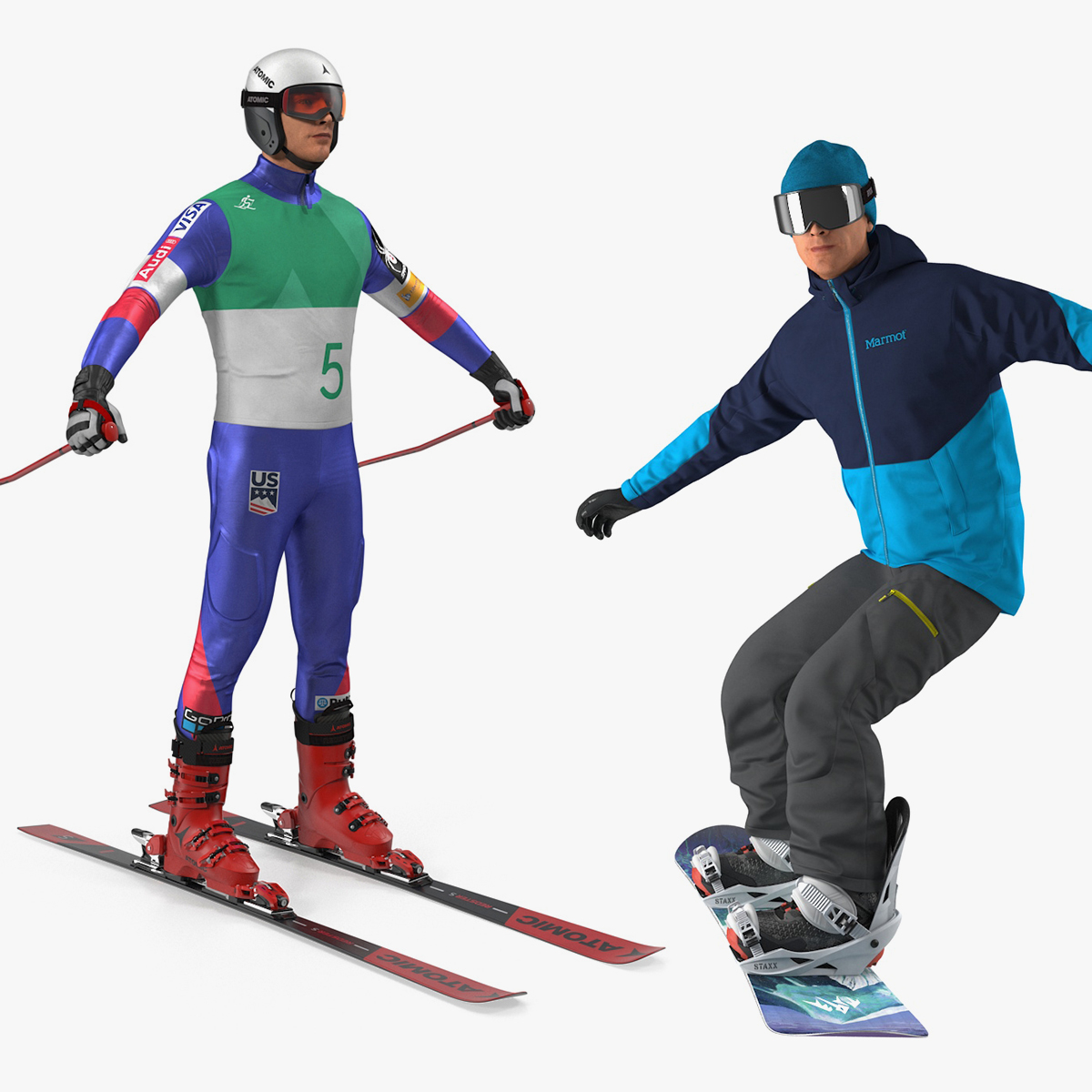Skifahrer und Snowboarder manipulierte Sammlung 3D-Modell - TurboSquid ...