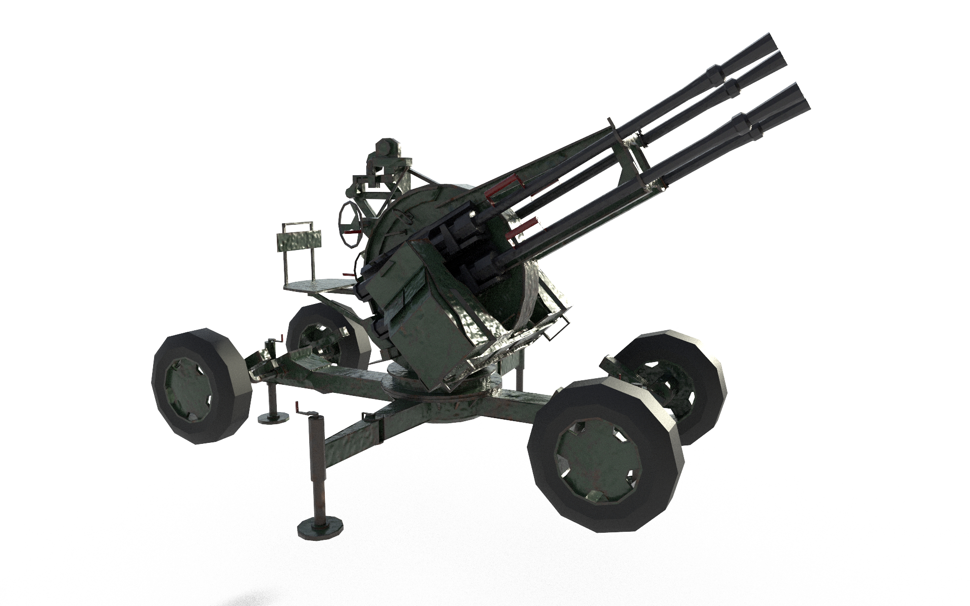 Zpu-4 quadruple guns 3D model - TurboSquid 1380637