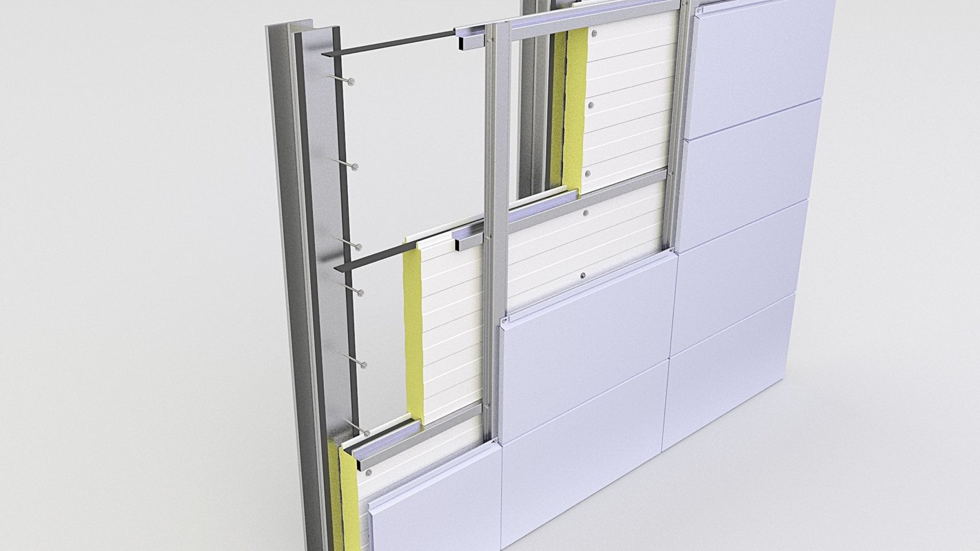 Wand innerhalb der Fassadenplatten Blech 17 Panel 3D-Modell ...