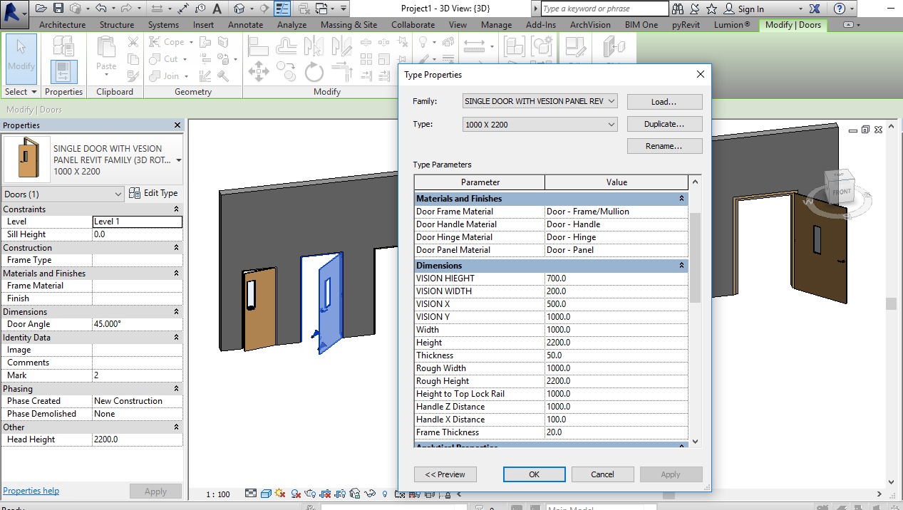 Single door revit family 3D - TurboSquid 1382497