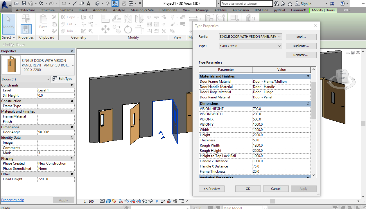 Single door revit family 3D - TurboSquid 1382497
