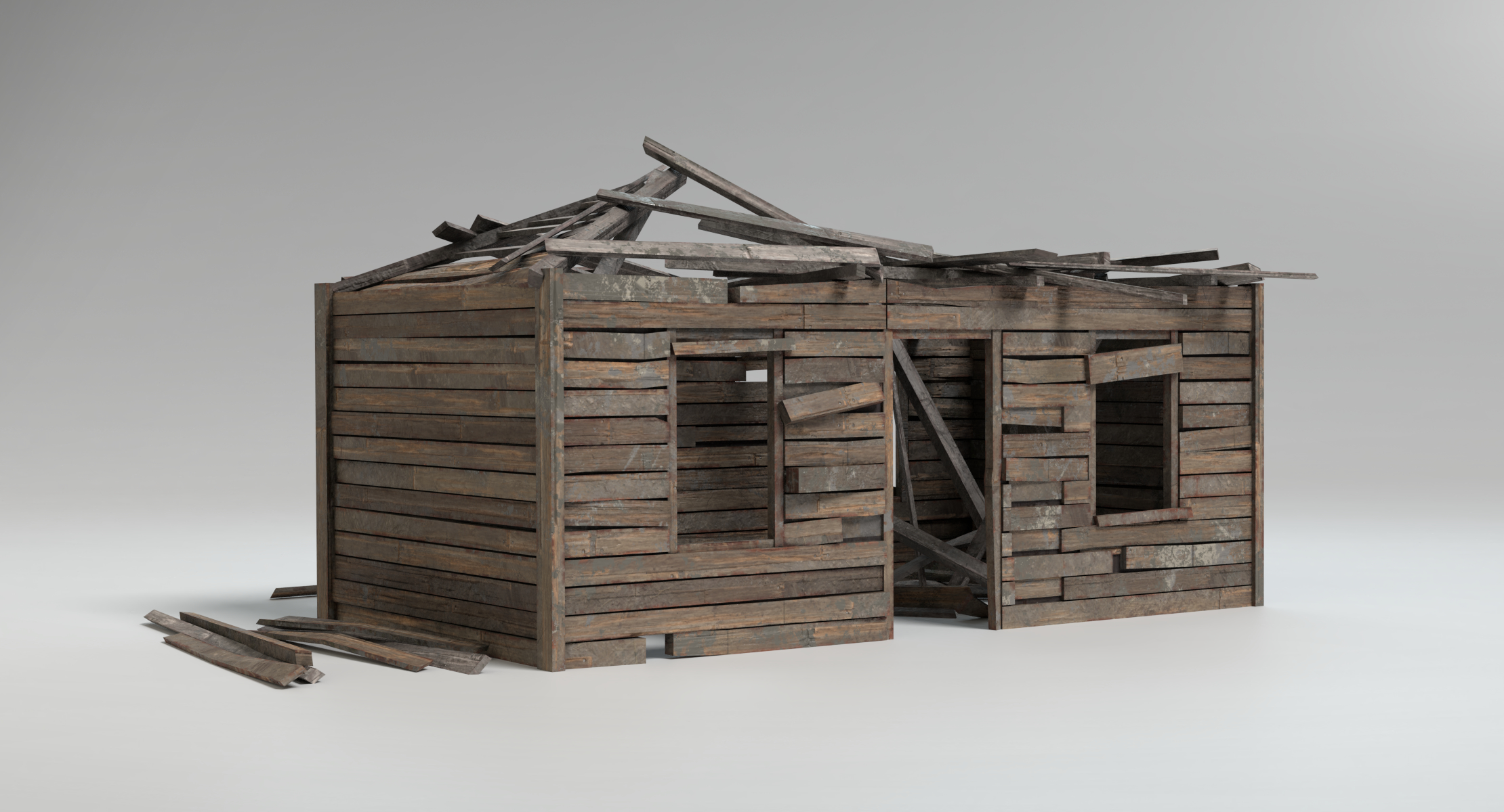 Old broken shed shack 3D model - TurboSquid 1382828