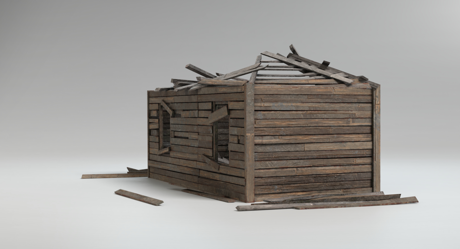 Old broken shed shack 3D model - TurboSquid 1382828