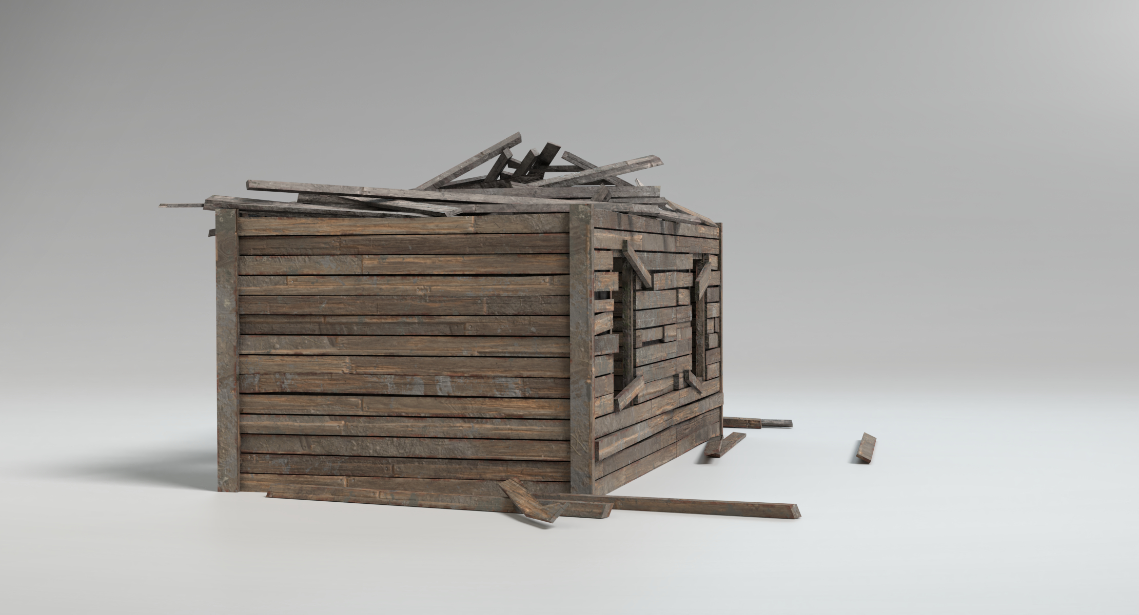 Old broken shed shack 3D model - TurboSquid 1382828