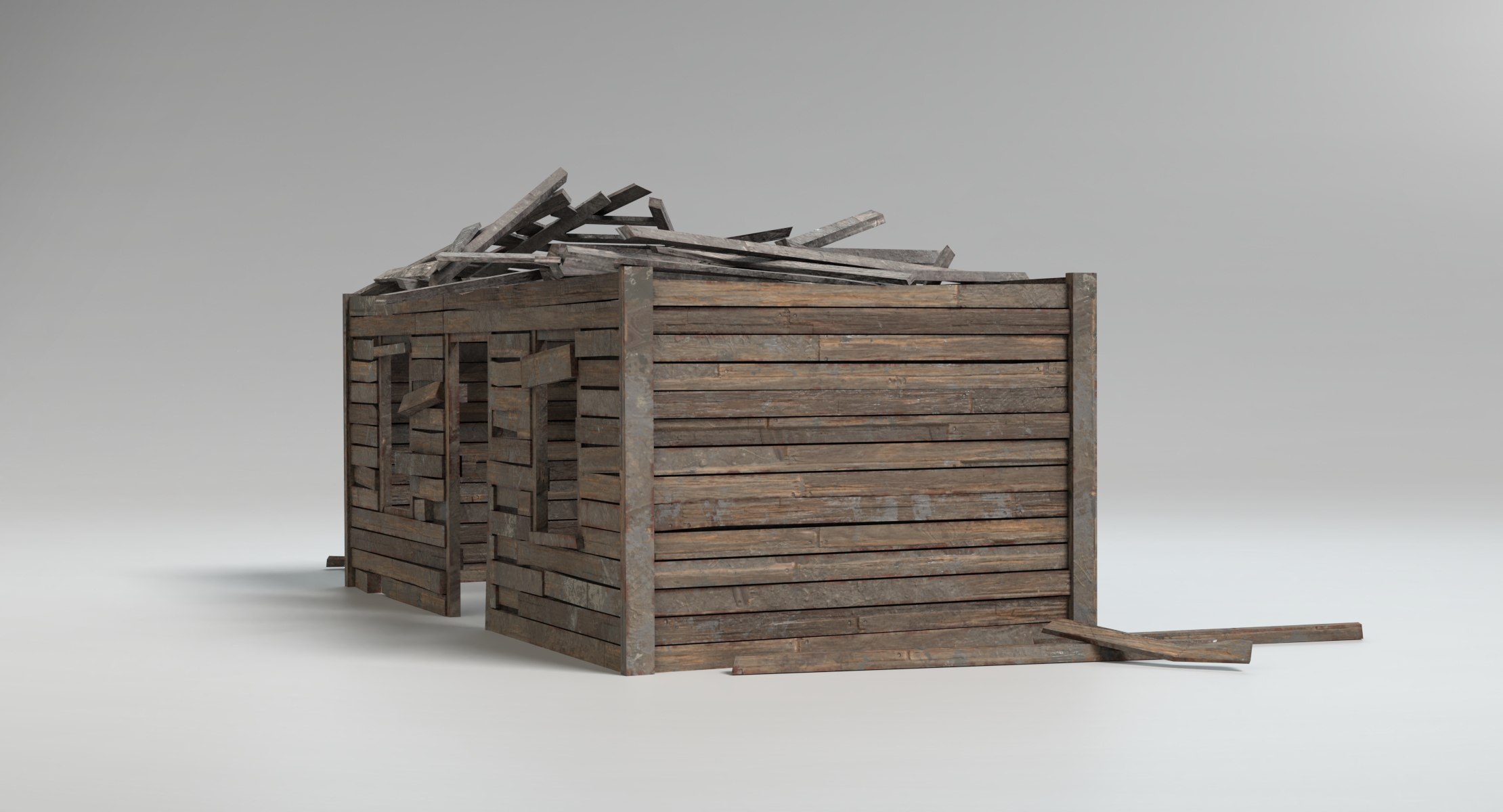 Old broken shed shack 3D model - TurboSquid 1382828