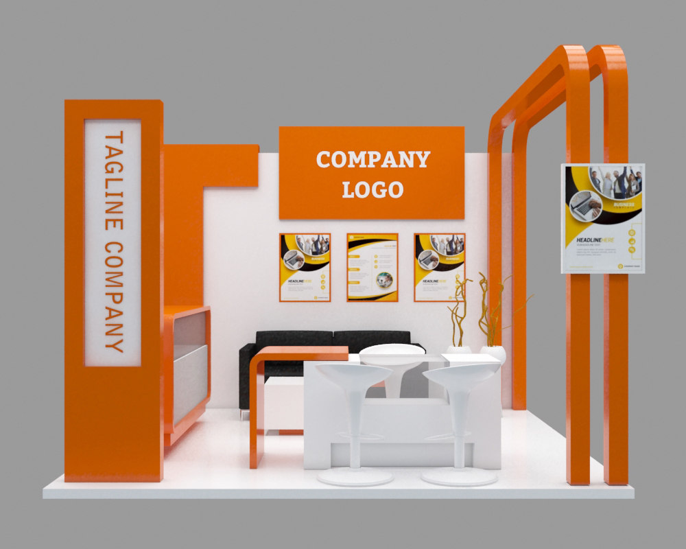 3D model modern booth 3x3 - TurboSquid 1383513