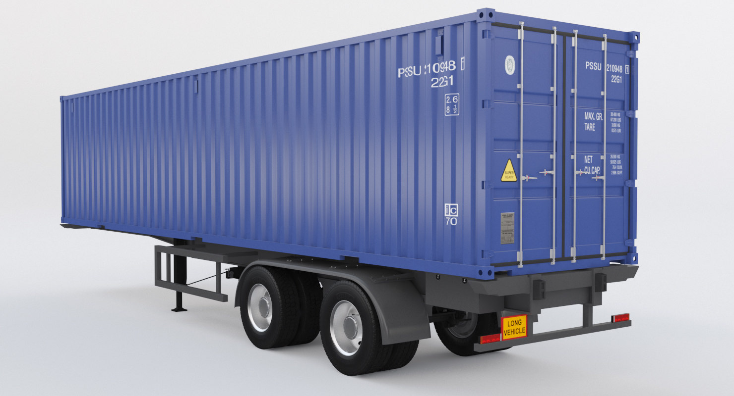 3D 40ft trailer container model - TurboSquid 1382198