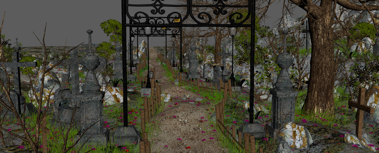 3D cemetery graveyard - TurboSquid 1384330