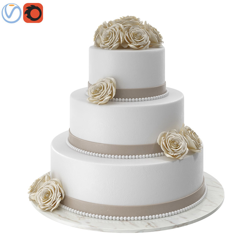 3D white wedding cake model - TurboSquid 1384490