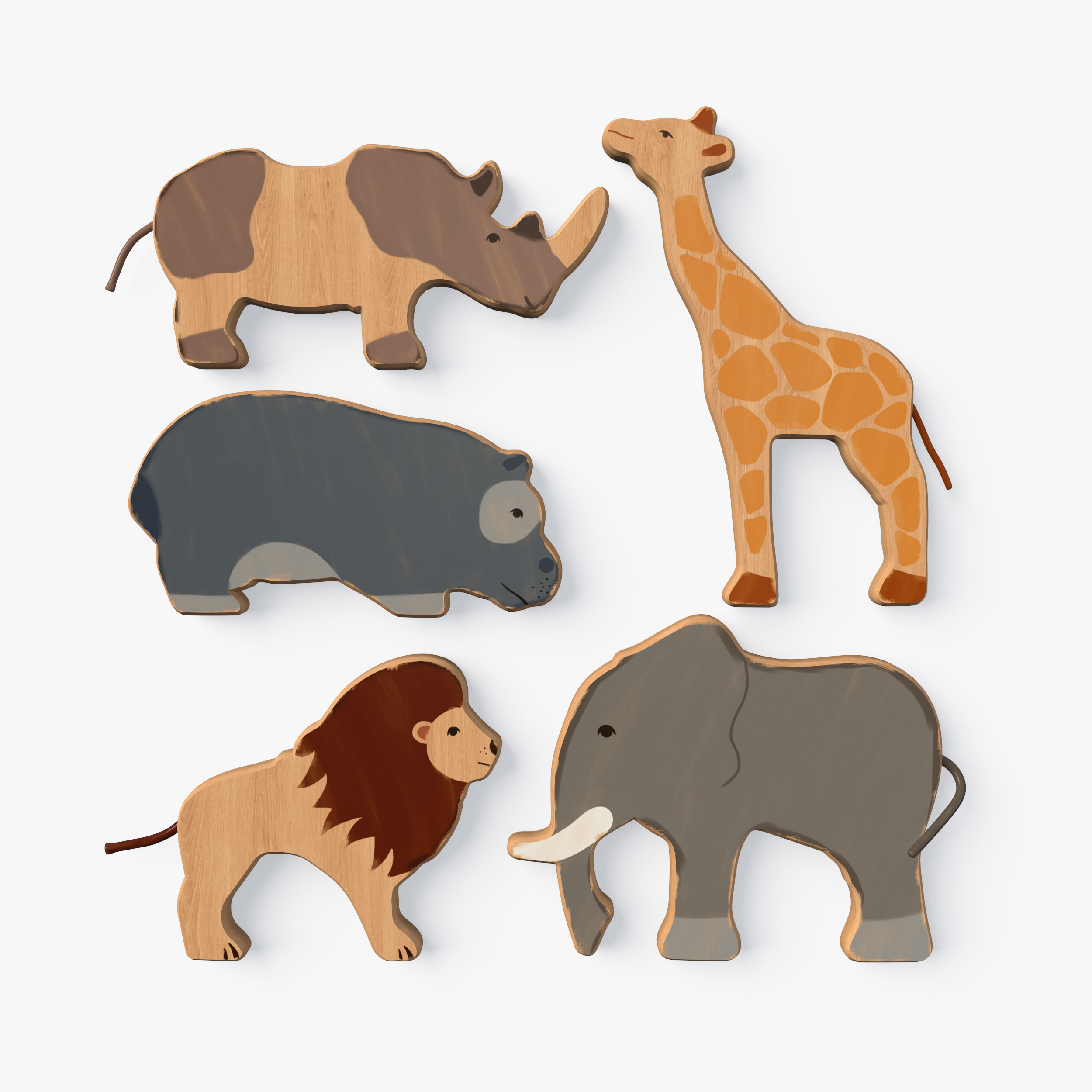 Wooden animals toy 3D model - TurboSquid 1390367