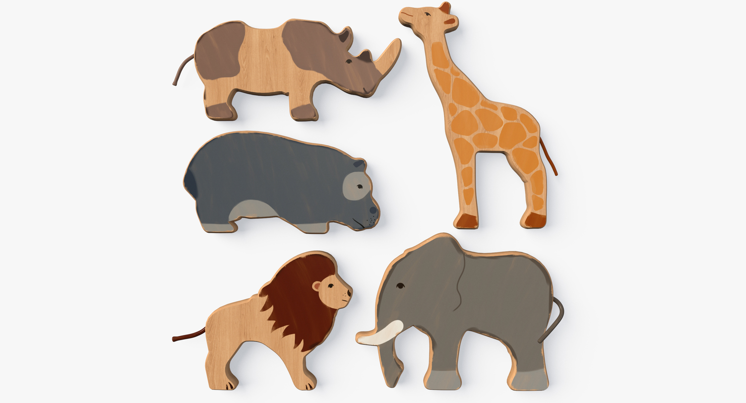 Wooden animals toy 3D model - TurboSquid 1390367