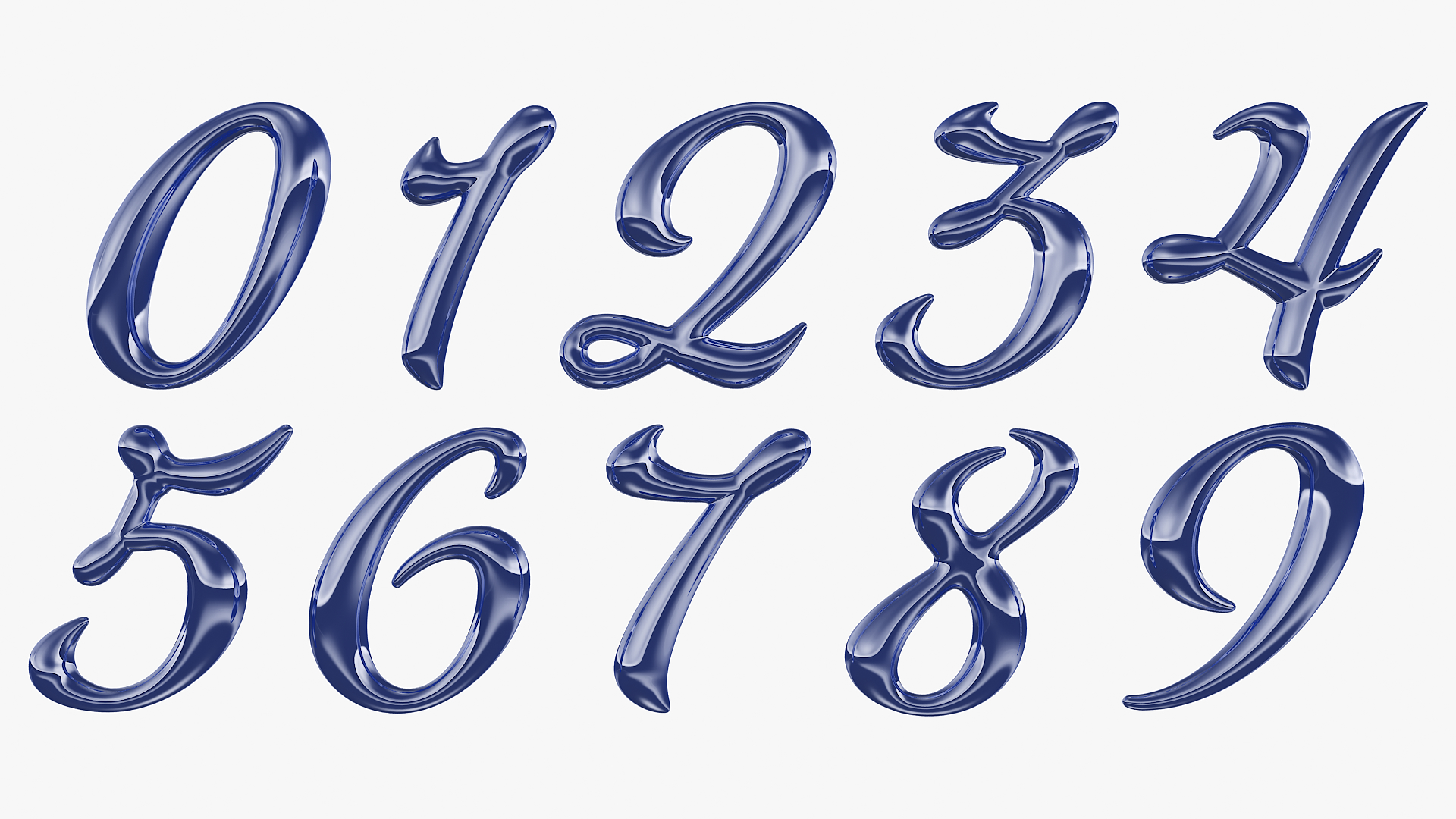 Calligraphic digits numbers 0 3D model - TurboSquid 1389396