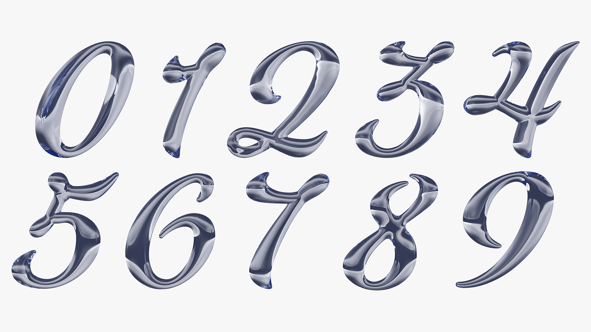 modèle 3D de Chiffres calligraphiques Nombres 0 1 2 3 4 5 6 7 8 9 Set ...