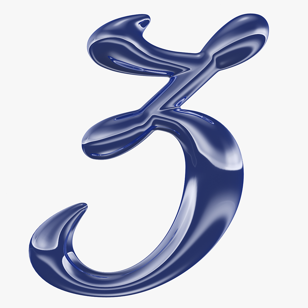Calligraphic digit 3 number 3D model - TurboSquid 1389329