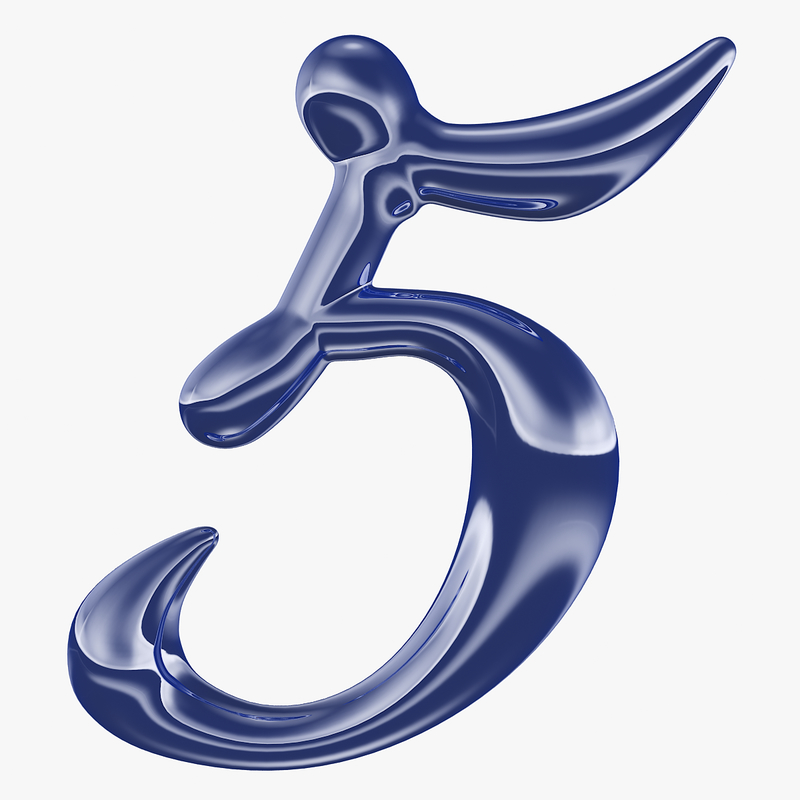 Calligraphic digit 5 number 3D - TurboSquid 1389333