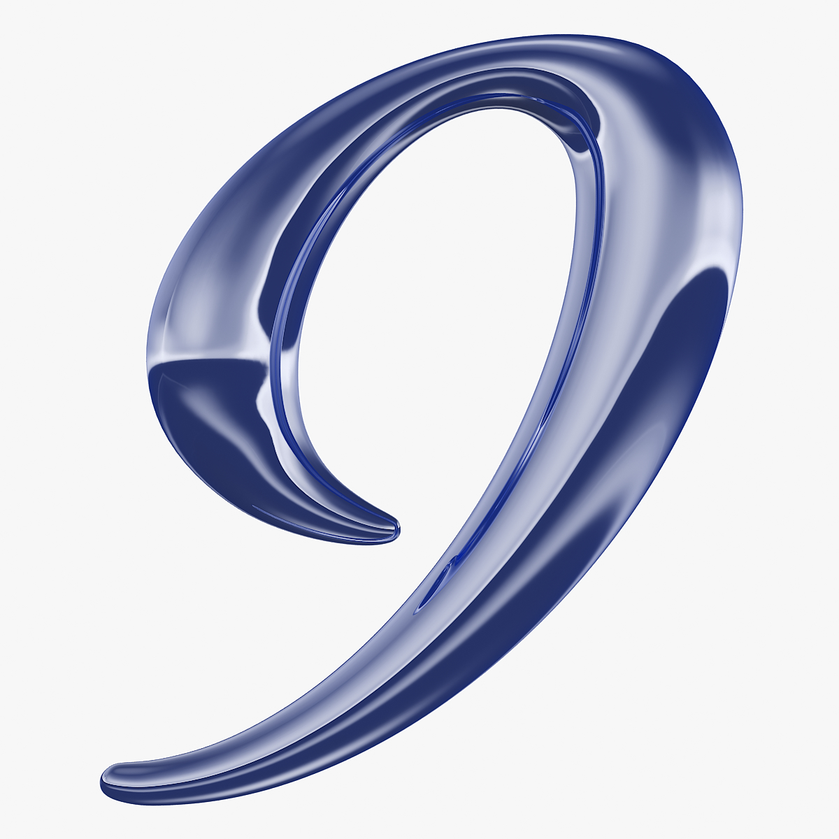 Calligraphic digit 9 number 3D model - TurboSquid 1389349