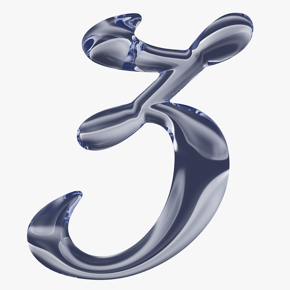 Calligraphic digit 3 number 3D model - TurboSquid 1389329