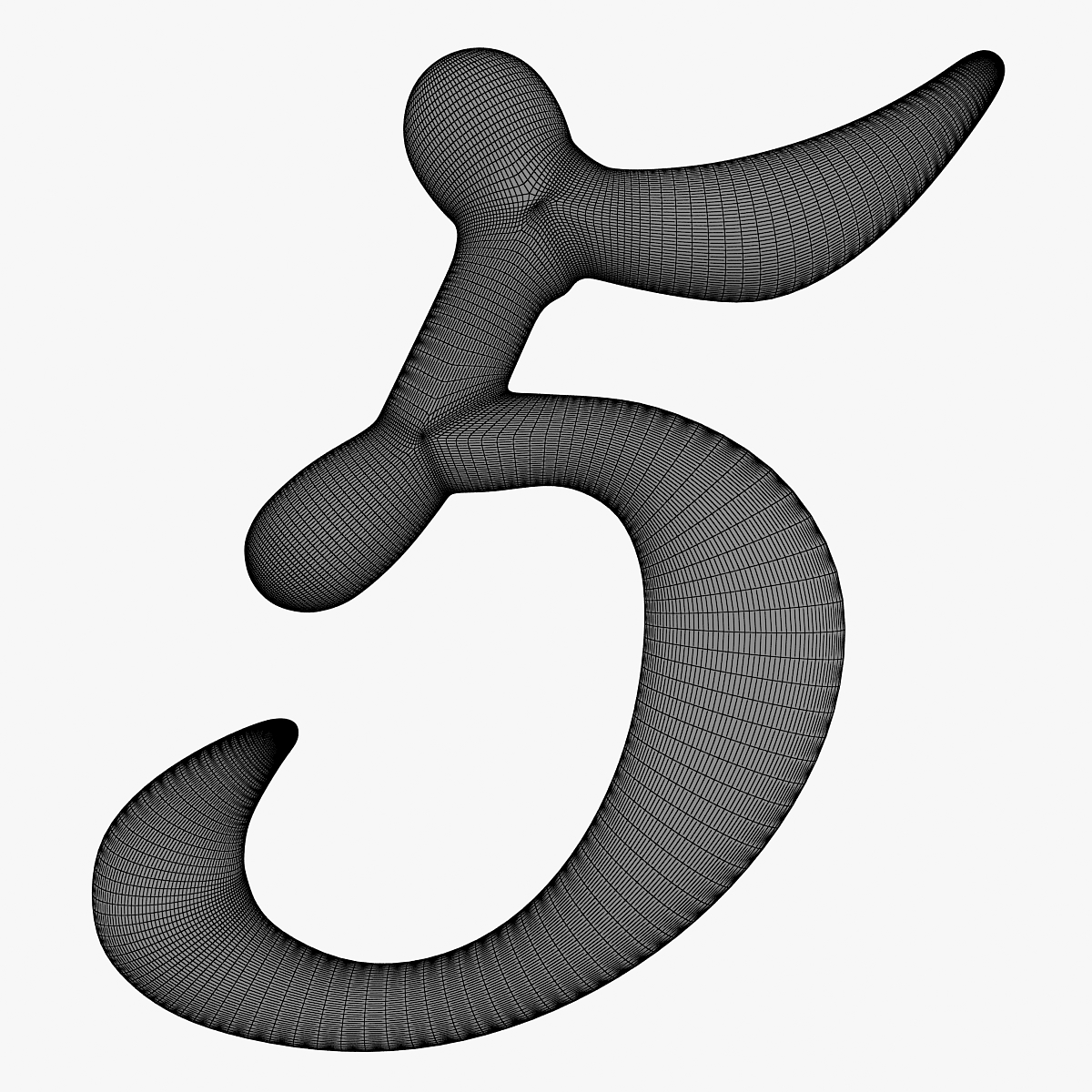 Calligraphic digit 5 number 3D - TurboSquid 1389333