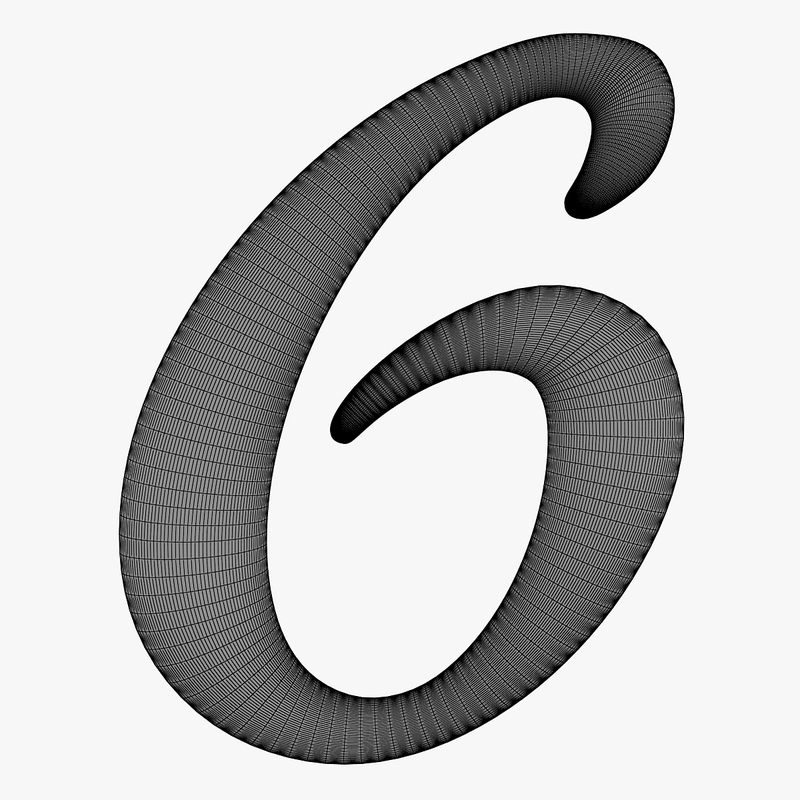 Calligraphic digit 6 number model - TurboSquid 1389336
