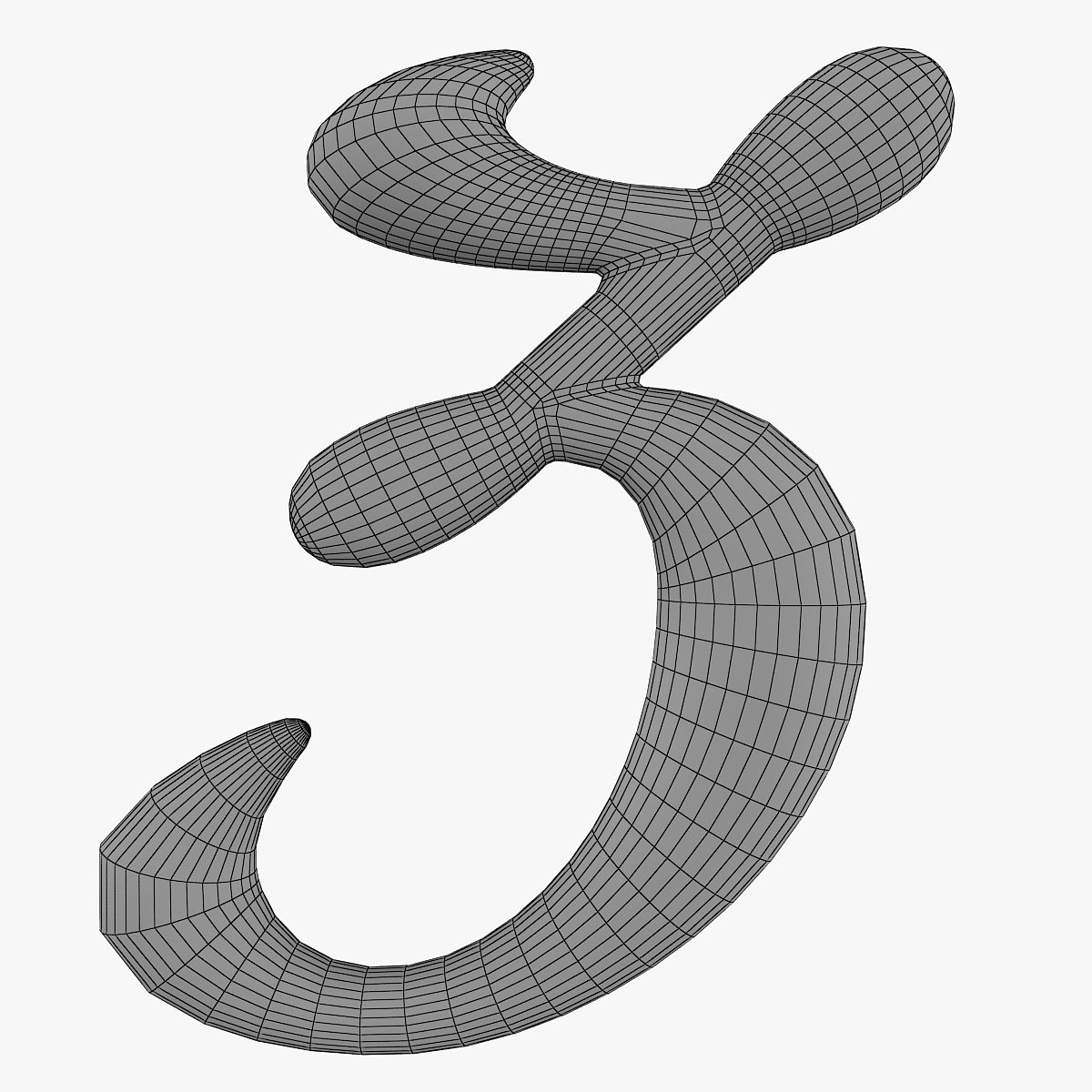 Calligraphic digit 3 number 3D model - TurboSquid 1389329