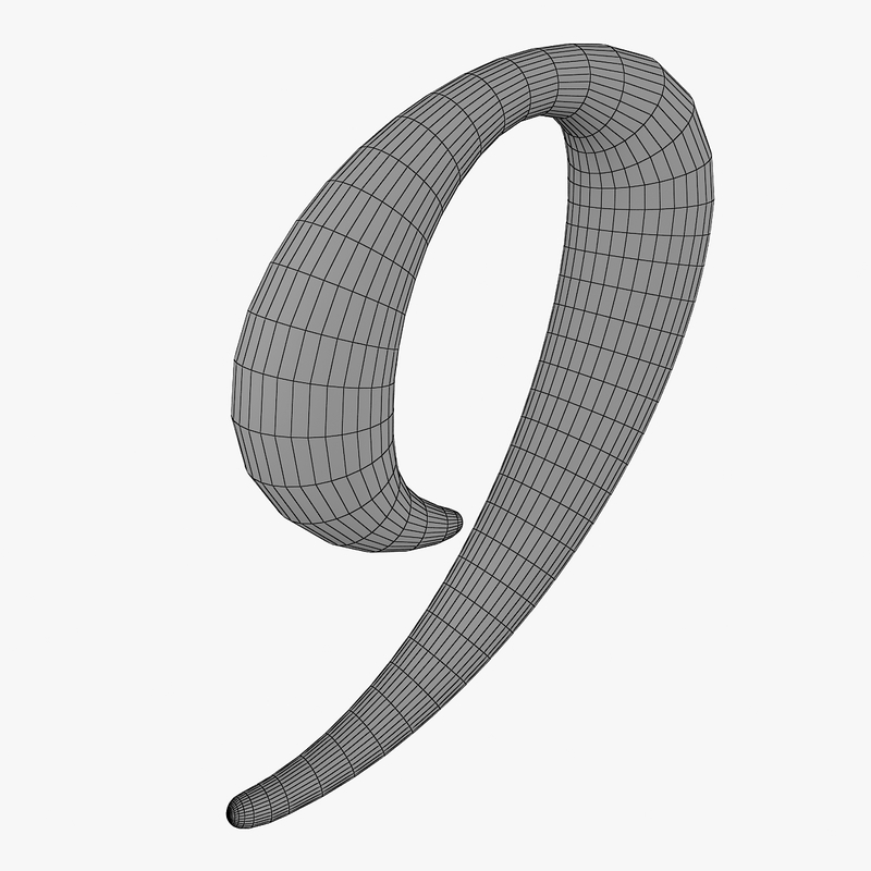 Calligraphic digit 9 number 3D model - TurboSquid 1389349